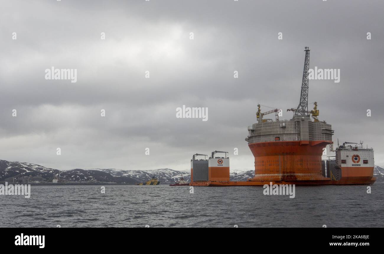 Hammerfest, Norway 20150417. Goliat heading into Hammerfest, where the ...