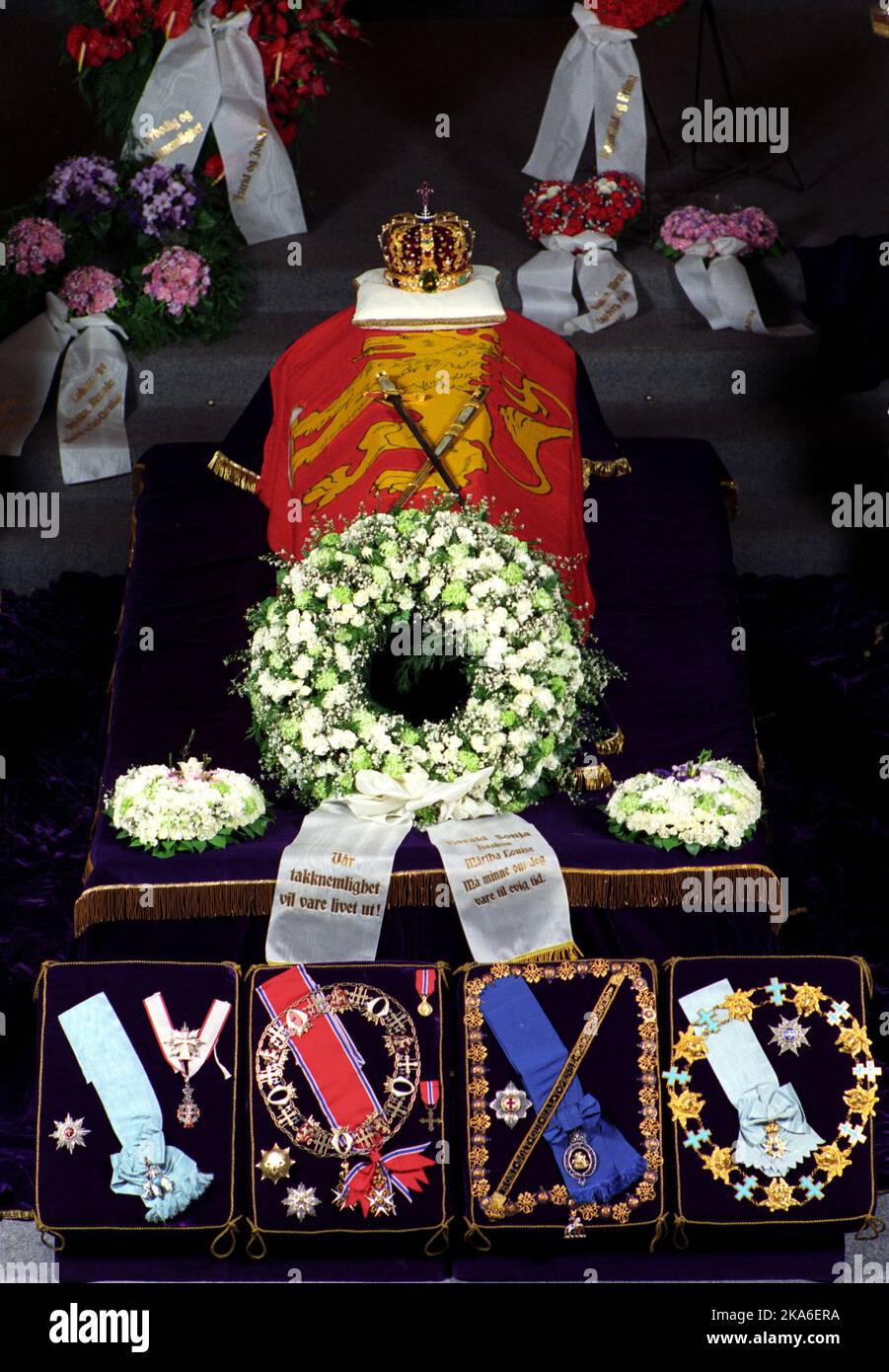 Oslo 19910121 : King Olav V IS DEATH. King's funeral was on Monday carried from the Red Salon of ...