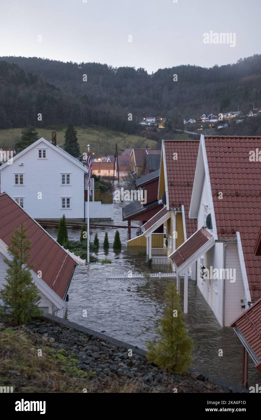Feda, Norway 20151206. Flood after the extreme weather "Synne" hit the ...