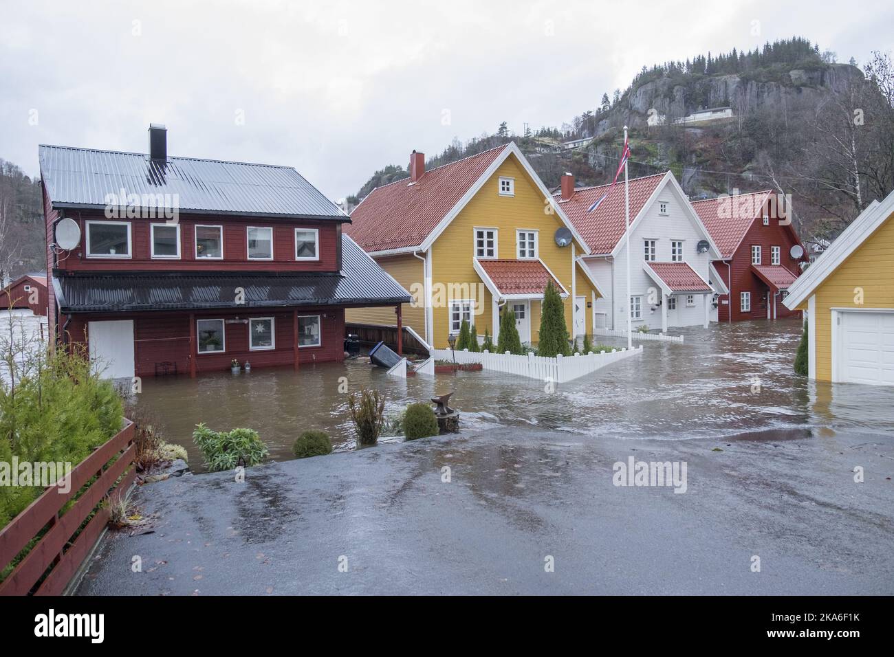 FFeda, Norway 20151206. Flood after the extreme weather "Synne" hit the ...
