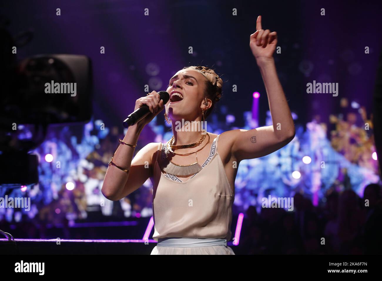 Artist MÃ˜ (Karen Marie Ã˜rsted) on stage during the annual Nobel Peace ...