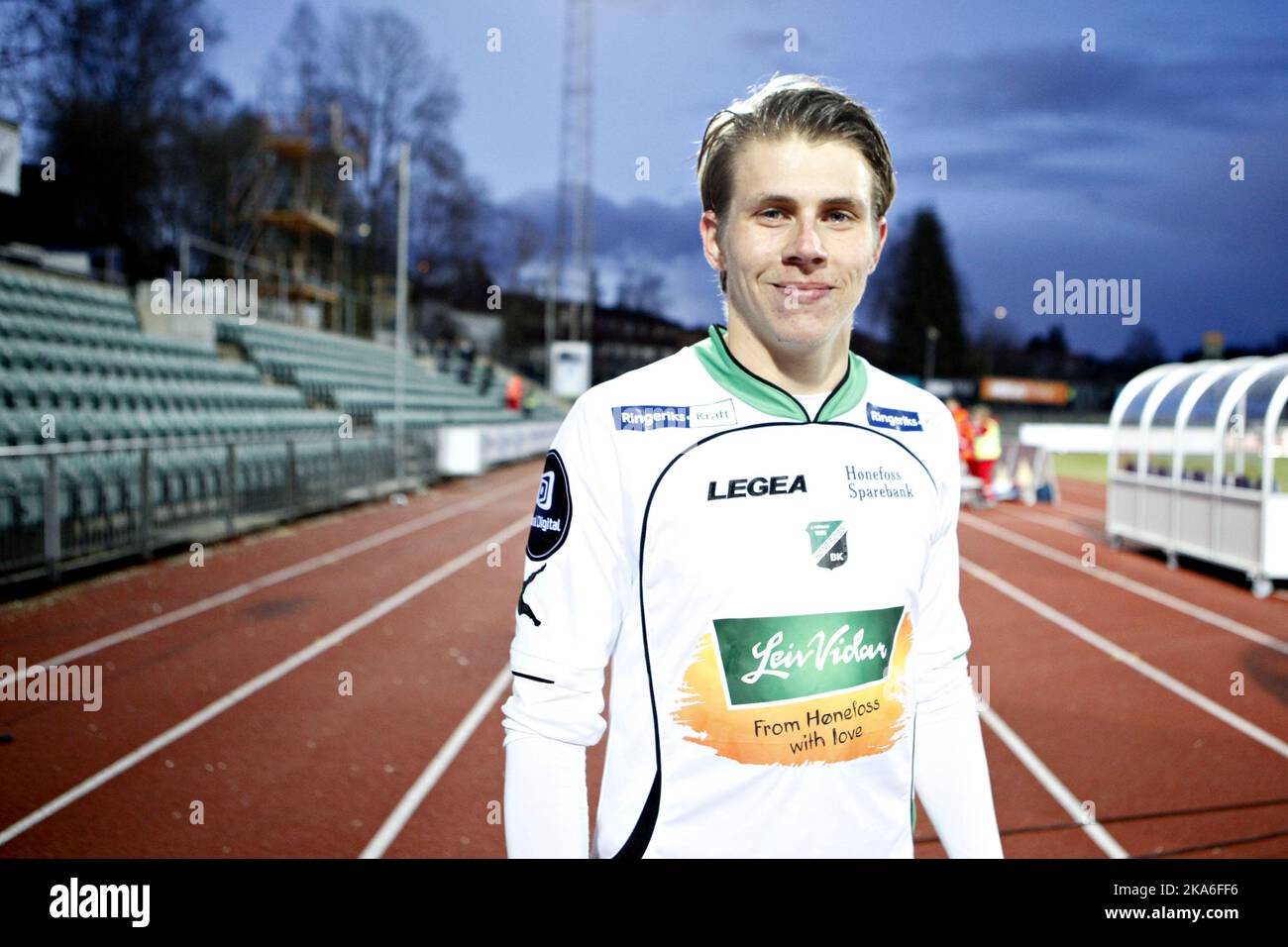 Riku Riski scored two goals for H¯nefoss Soccer Match between StabÊk and H¯nefoss on Nadderud ...