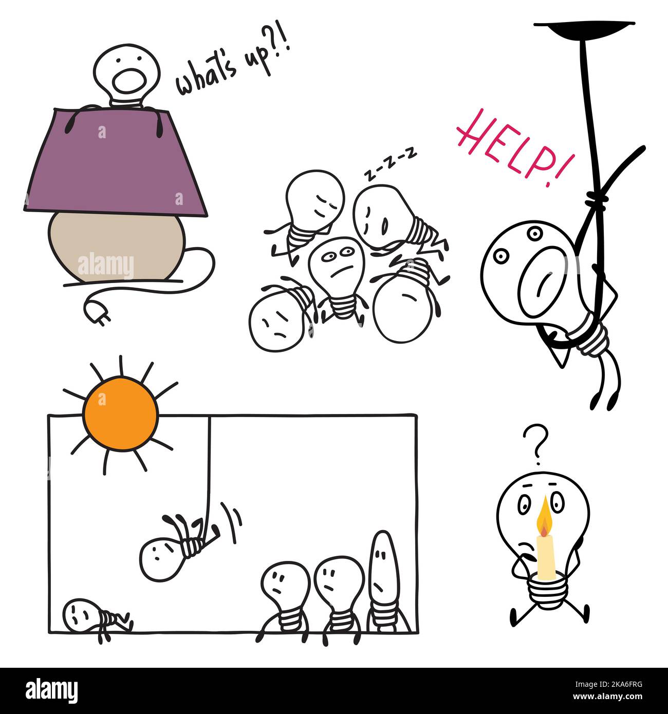 Sad lightbulb life during energy crisis. Recession anxiety Stock Vector ...