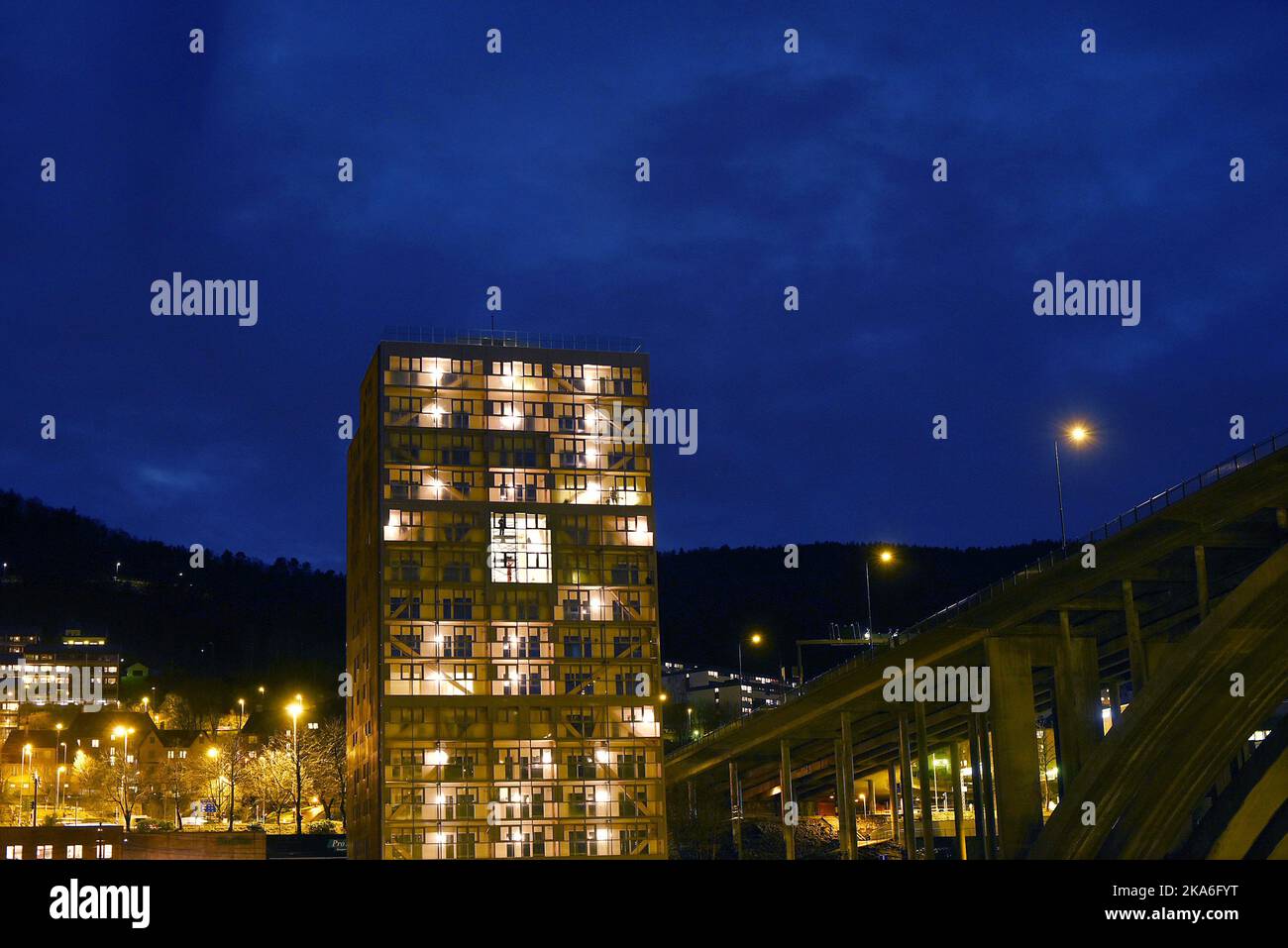 The tallest wooden frame building in the world 'Treet', as seen near ...