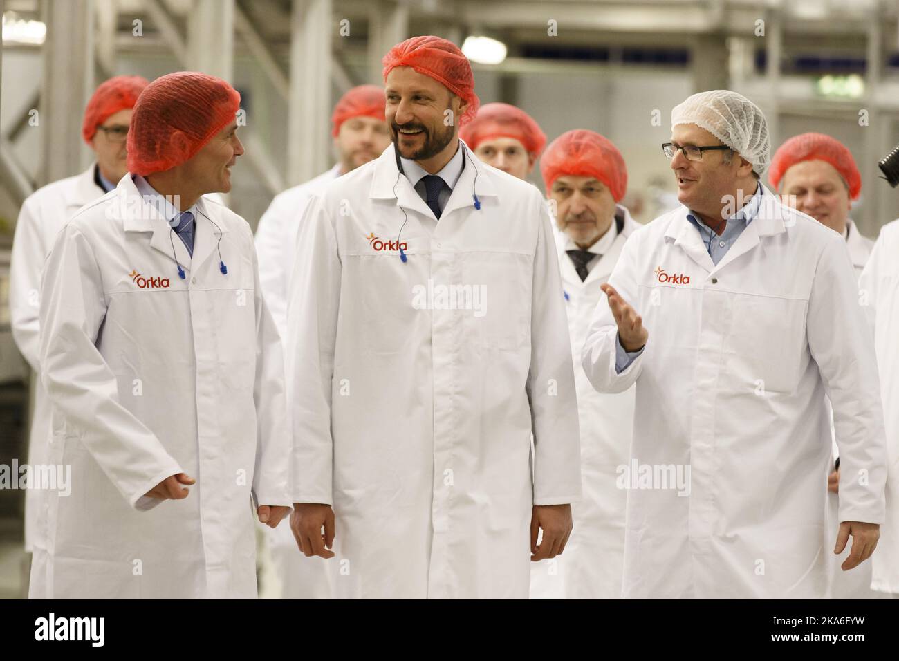 STRANDA, Norway 20160128. Crown Prince Haakon visits Orkla's factory ...