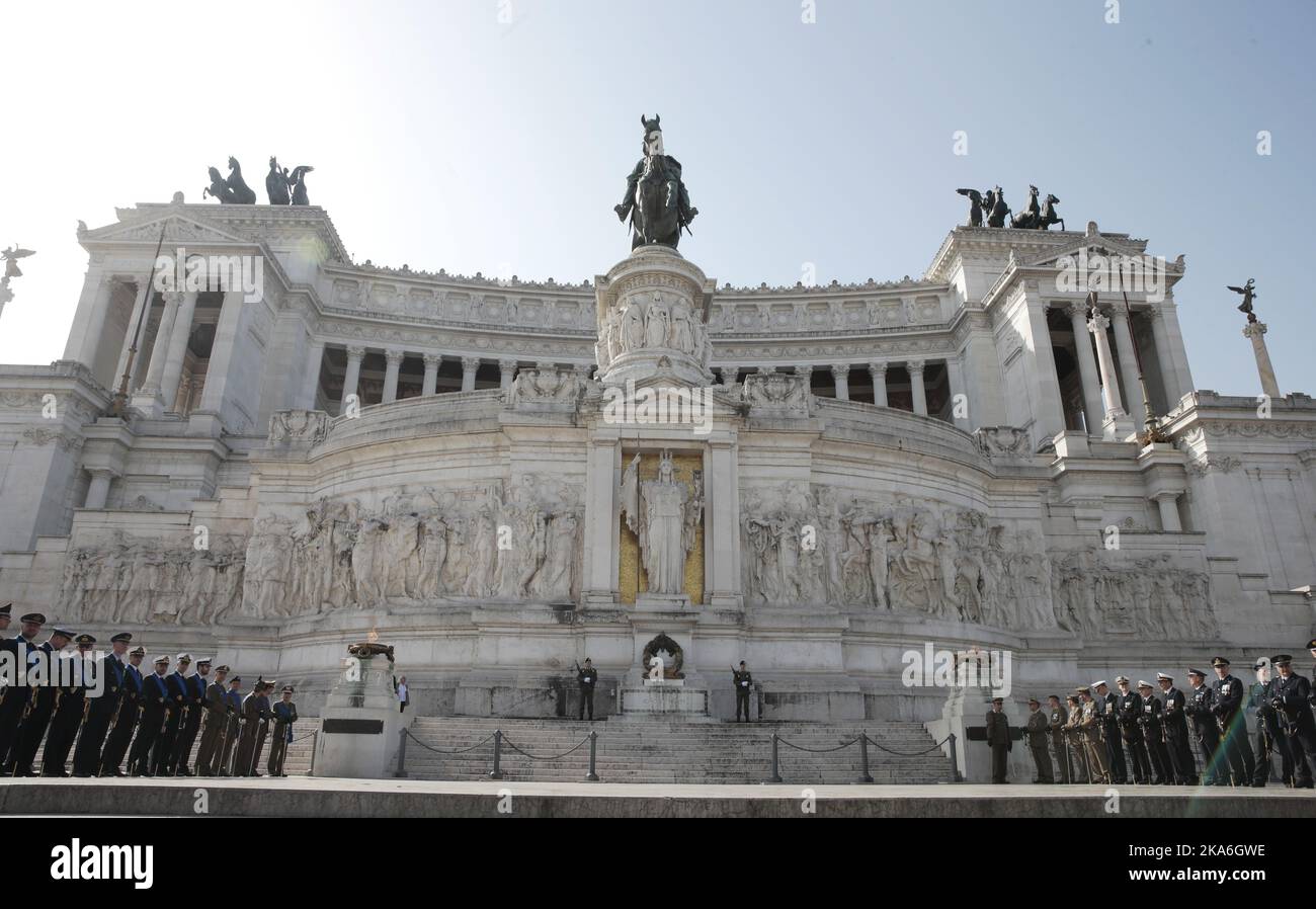 ROME, ITALY 20160407. Norwegian State visit to Italy. King Harald and ...