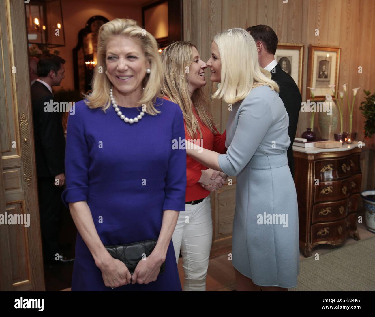 Asker 20160502. Crown Prince Haakon and Crown Princess Mette-Marit welcomes Nina Jensen from WWF ...