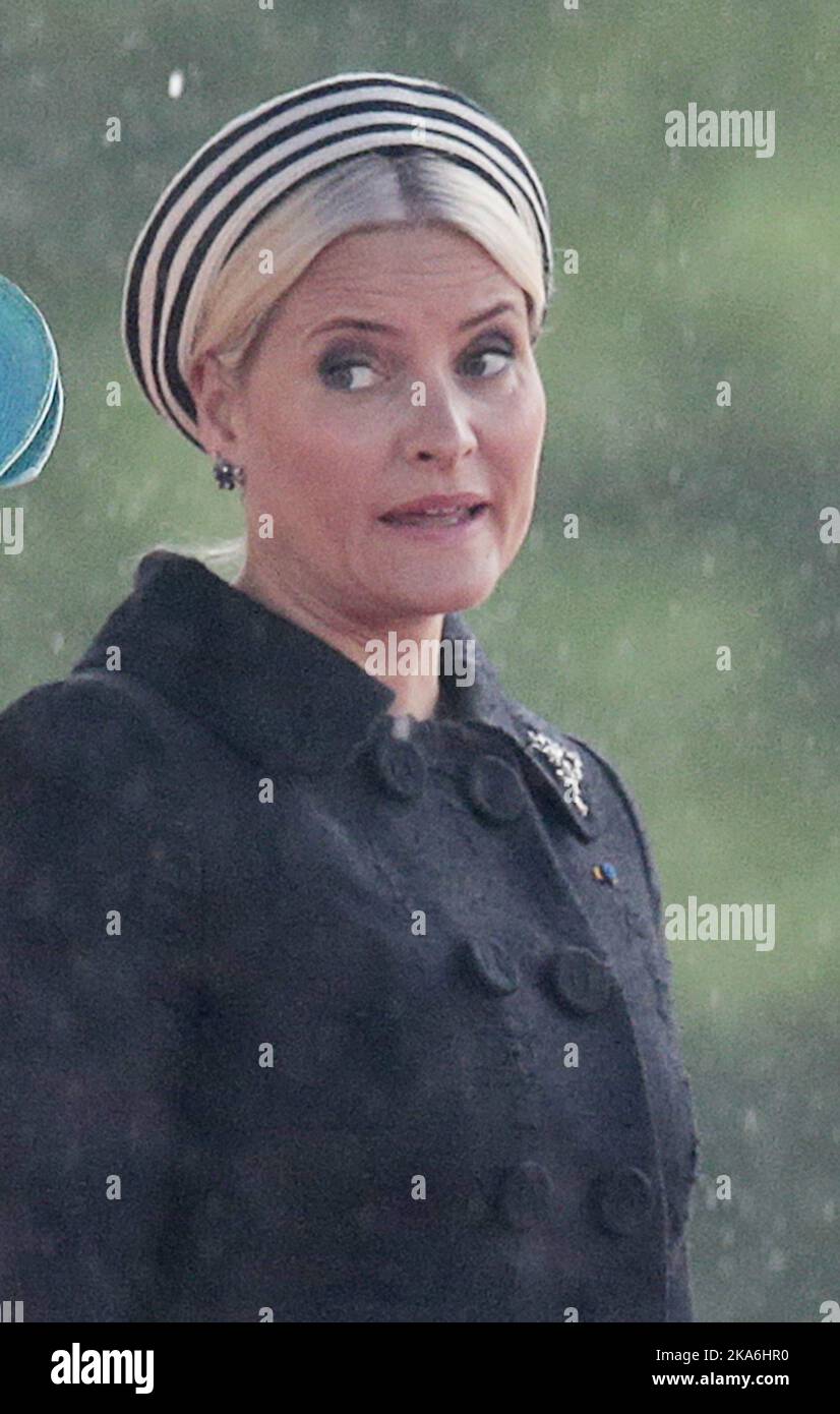 Oslo, Norway 20160523.Crown Princess Mette-Marit is wearing a hat and ...