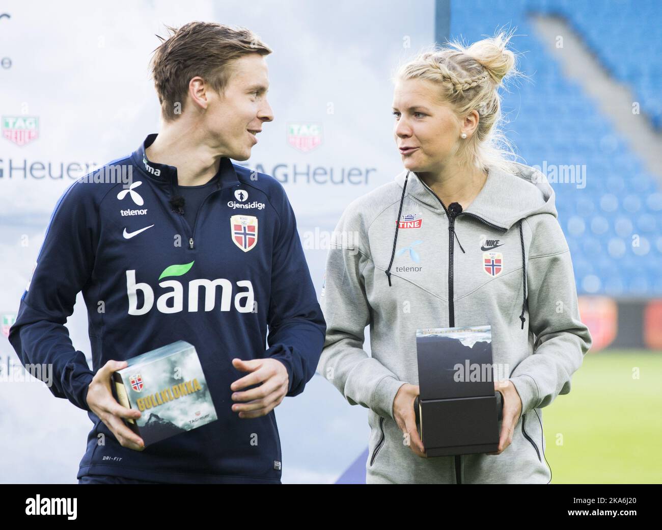 OSLO, Norway 20160530. From left: Stefan Johansen and Ada Hegerberg ...