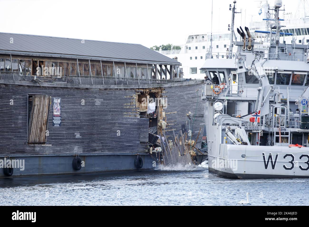 Oslo, Norway 20160610. The exhibition ship Noah's Ark was badly damaged ...