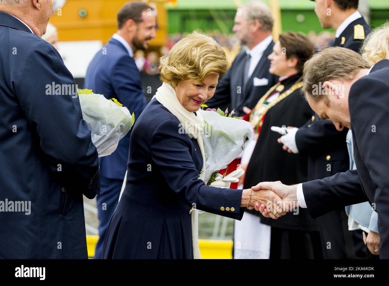 Bergen 20160625. The Norwegian royal couple's 25th anniversary. Queen ...