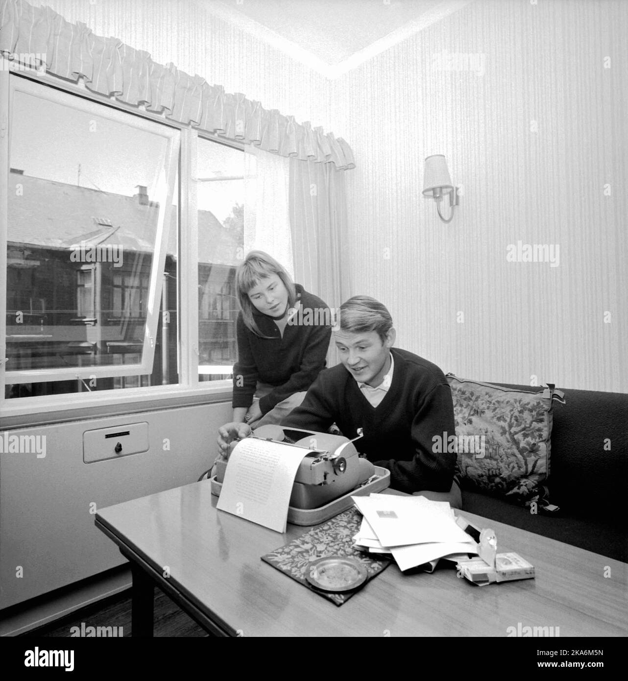 Author Axel Jensen with his wife Marianne and his new novel " Line" in ...