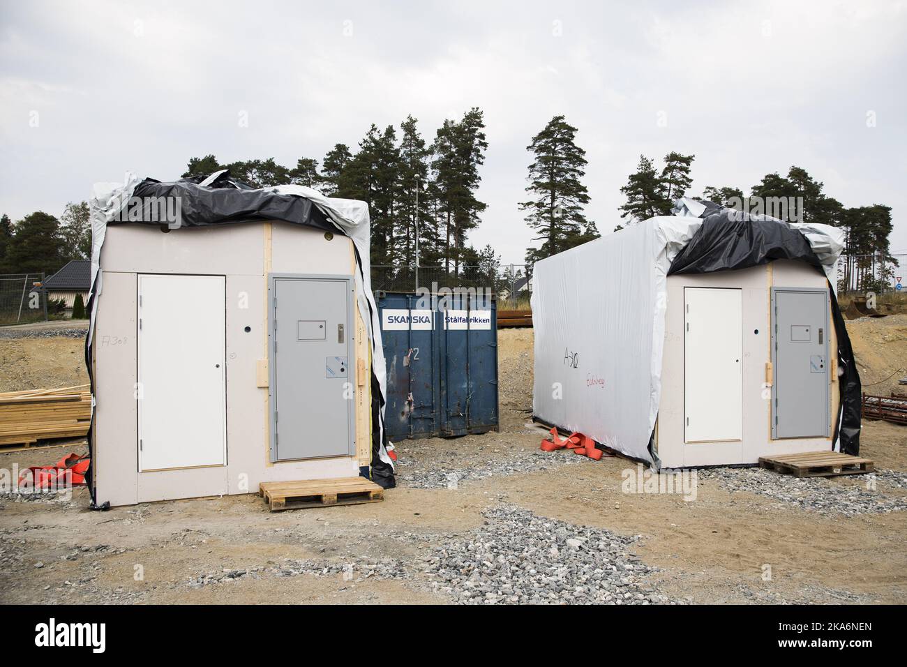 Eidsberg, Norway 20160914.Construction of a module prison in Eidsberg ...