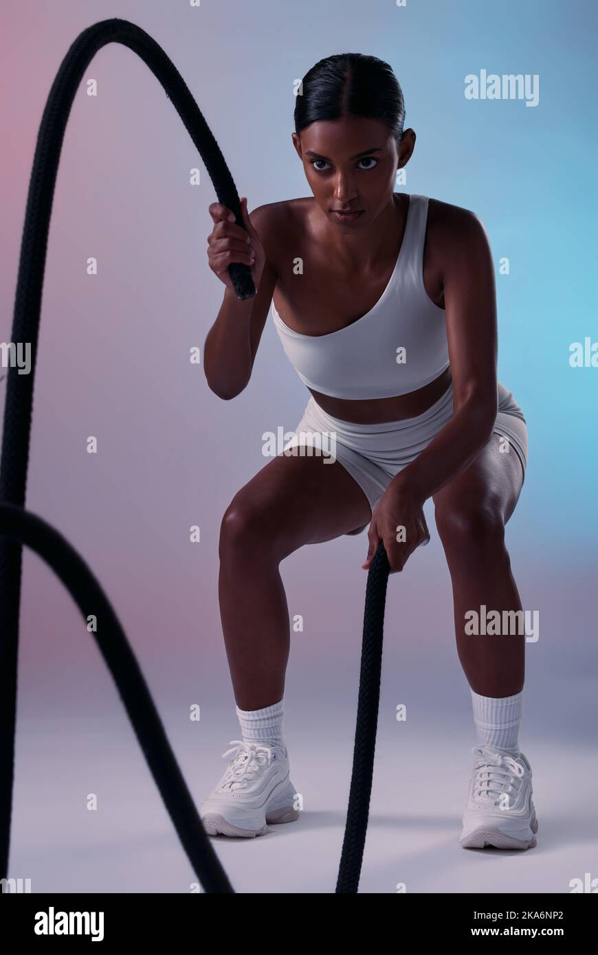 Rope, cardio and woman training for health, fitness and wellness ...