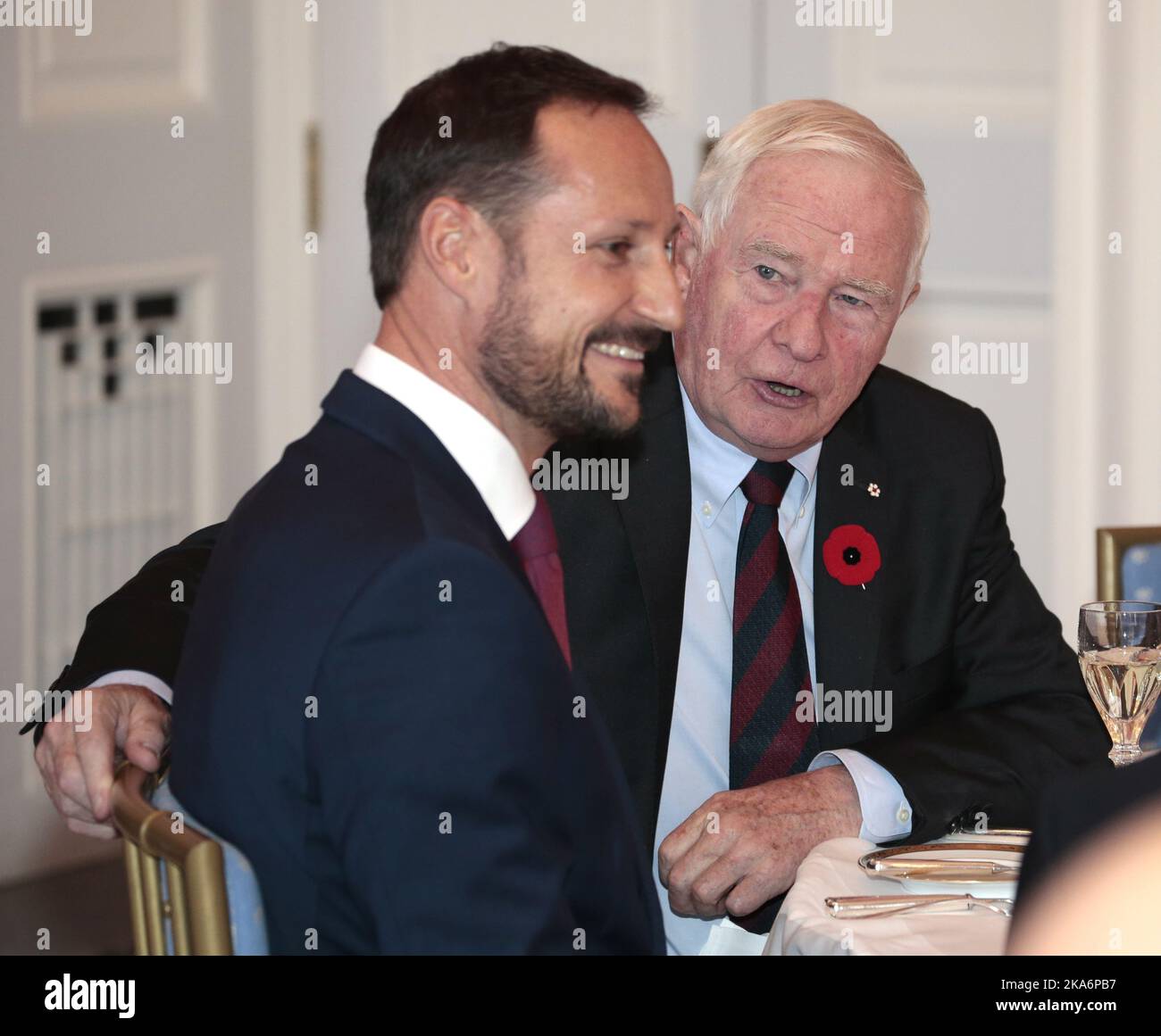 Ottawa, Canada 20161107. Crown Prince Haakon (left) and Governor General David Johnston at a ...