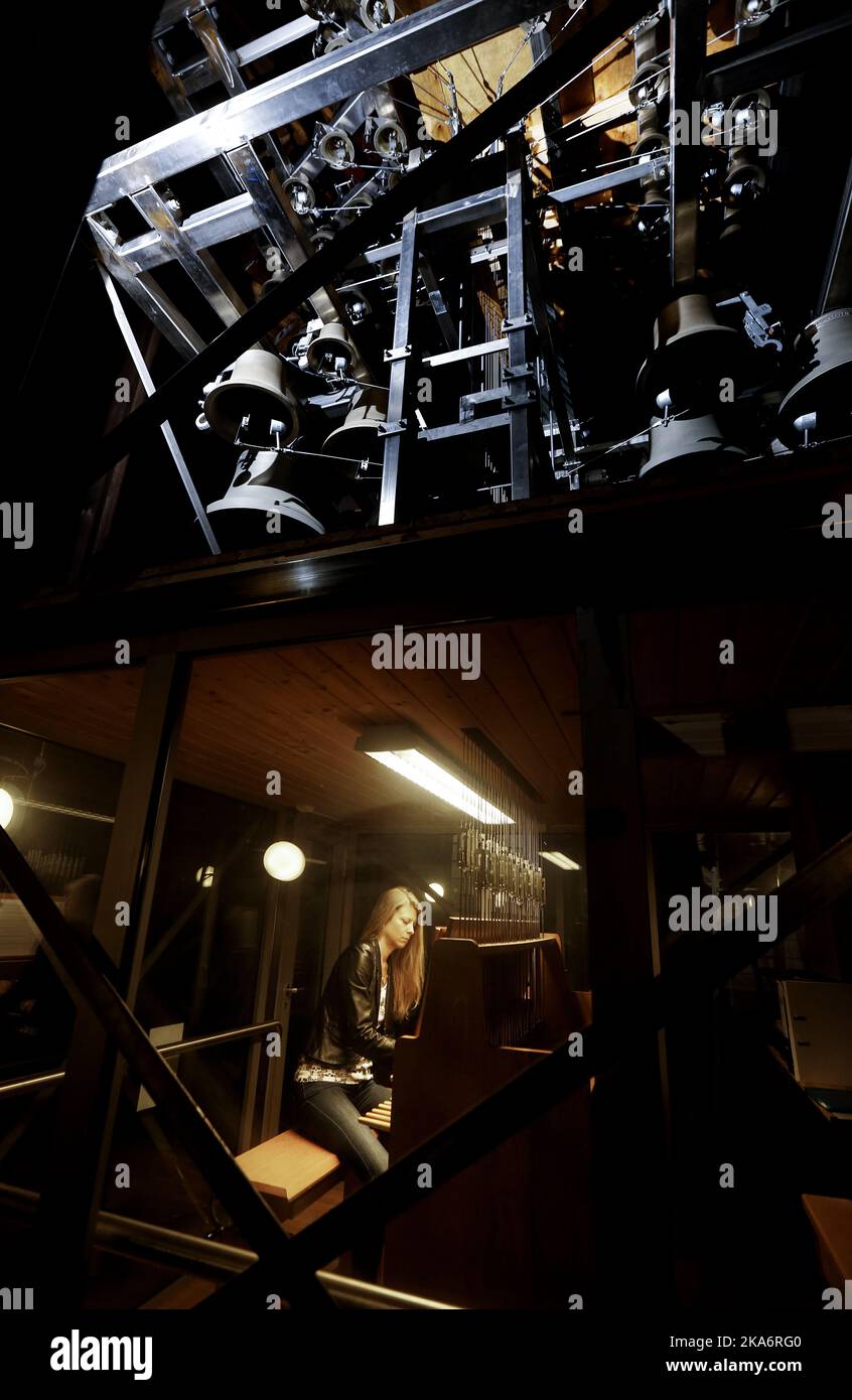 Oslo, Norway 20161215. Filephoto. The carillon in Oslo Cathedral. The ...