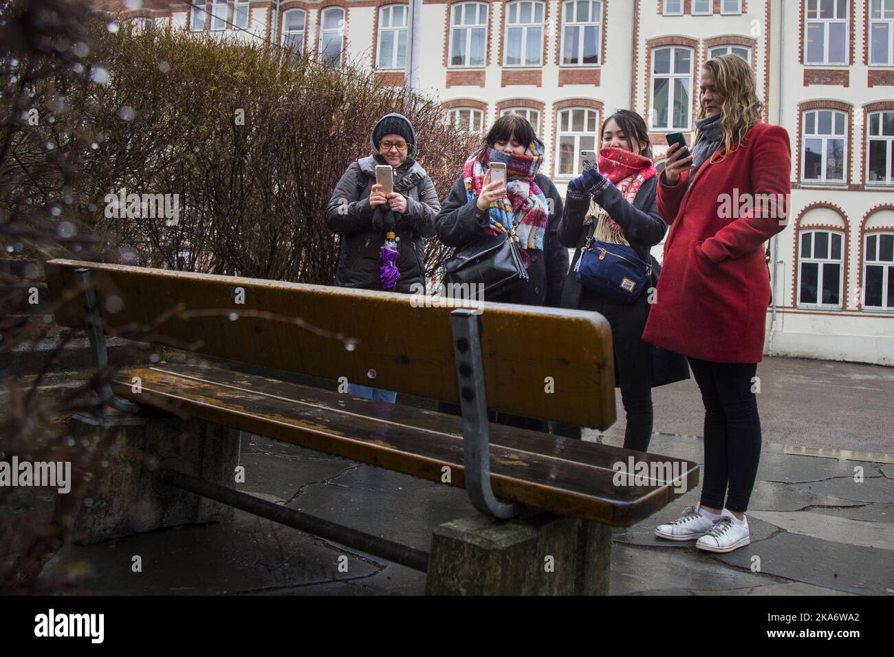 OSLO, Norway 20170330. "SKAM" (SHAME) guide Nina Soeraa (left) and ...