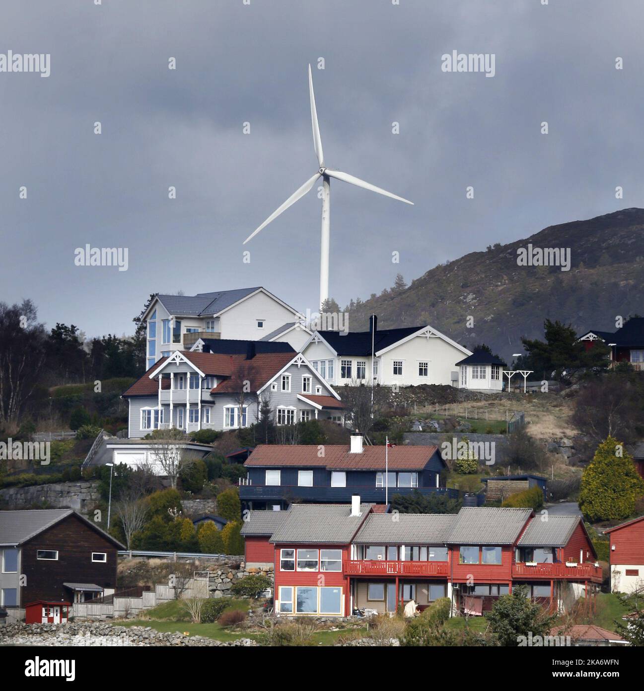 Fitjar, NOrway 20170404. Filephoto. Wind turbines. Fitjar in Western ...