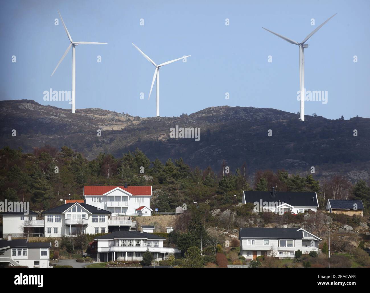 Fitjar, NOrway 20170404. Filephoto. Wind turbines. Fitjar in Western ...