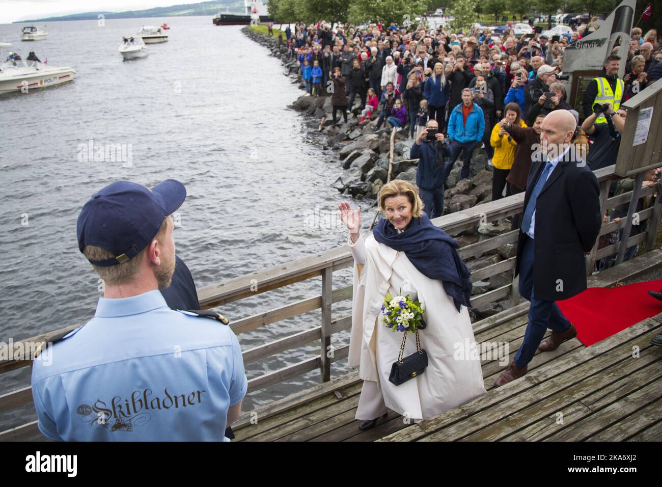 GJOEVIK, Norway 20170611. Hundreds of people met to wave goodbye to ...