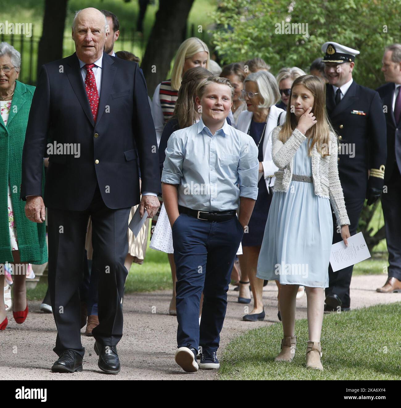 Oslo, Norway 20170704. King Harald, Prince Sverre Magnus and Leah ...