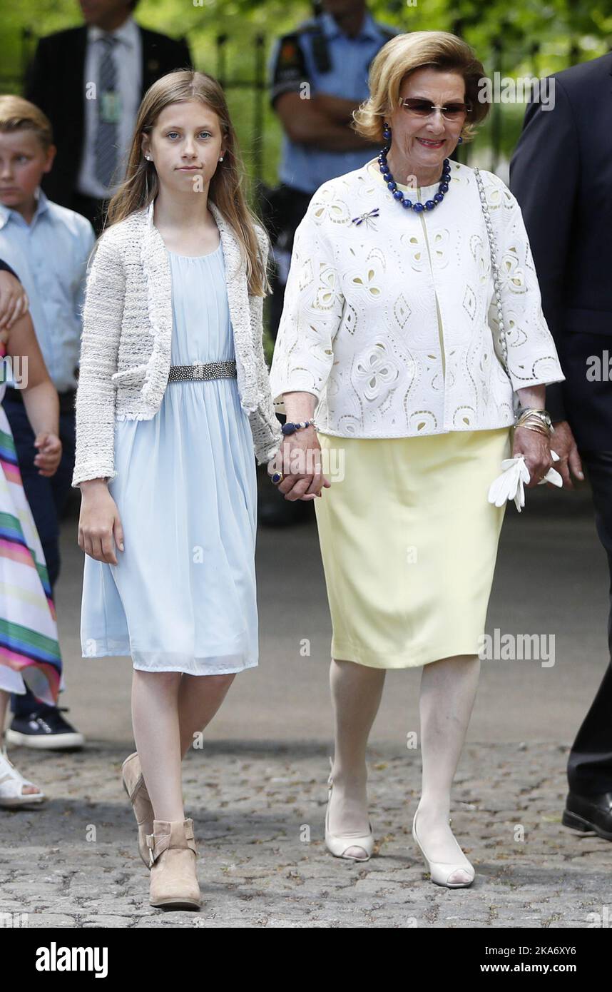 Oslo, Norway 20170704. Queen Sonja (right) and Leah Isadora Behn on ...