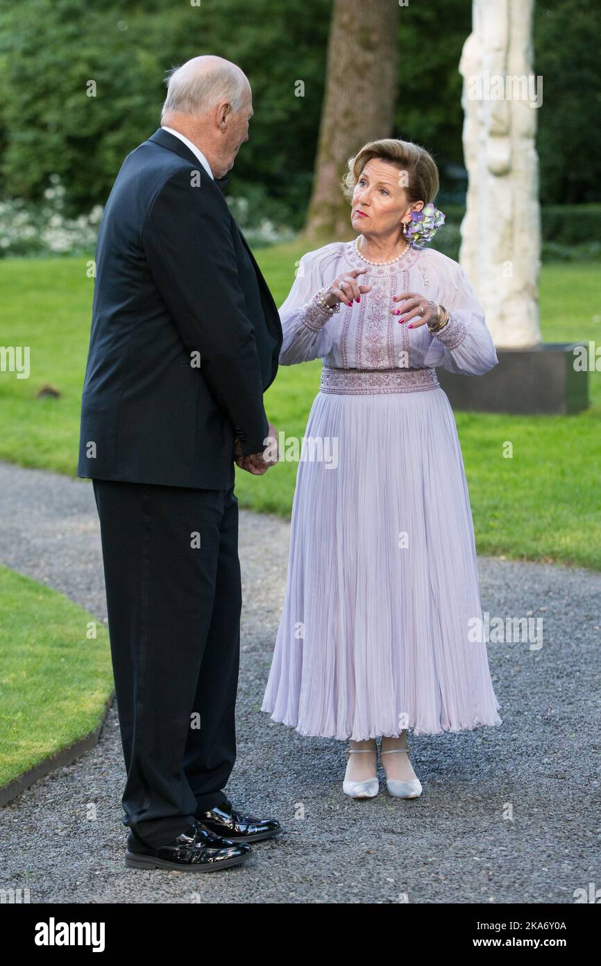 Oslo, Norway 20170704. Queen Sonja and King Harald arrive for a dinner ...