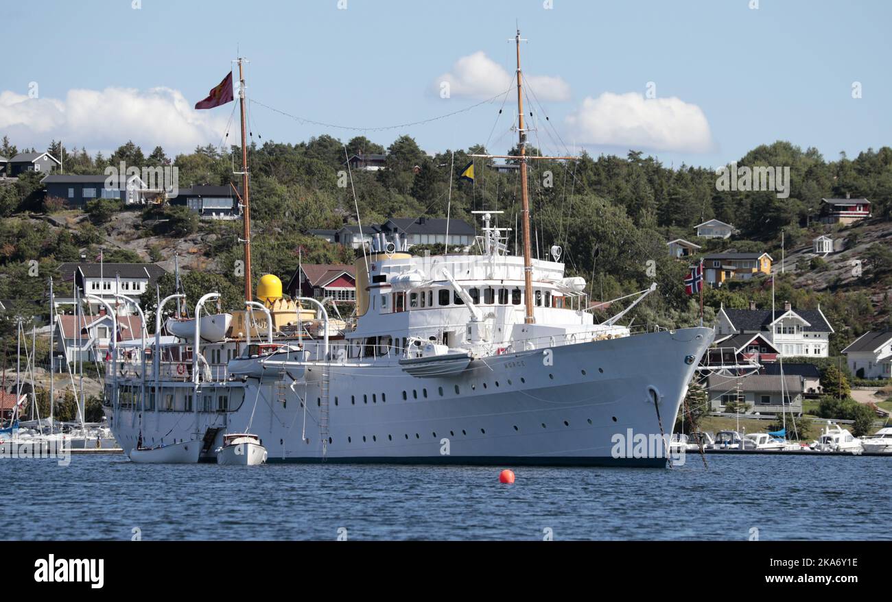 HANKOE, Norway 20170814. The Royal Yacht HNoMY "Norge" is anchored at ...