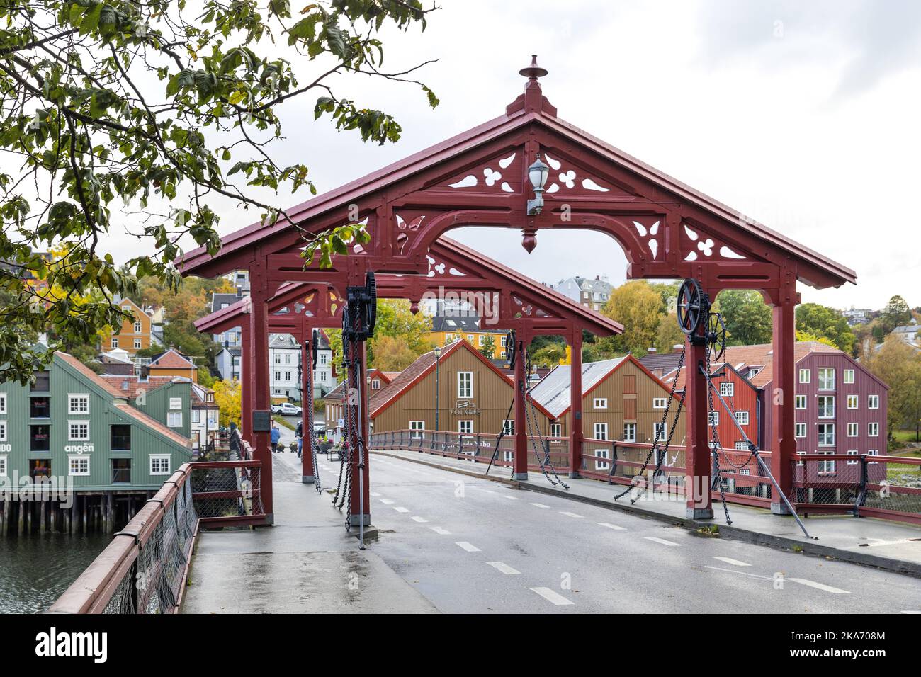 Trondheim, Norway 20171005. Gamle bybro (Old Town Bridge). The bridge ...