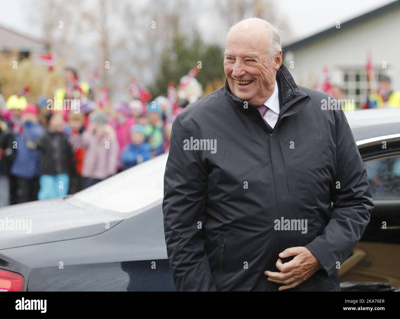 Enebakk, Norway 20171024. King Harald during his visit to Flateby day ...