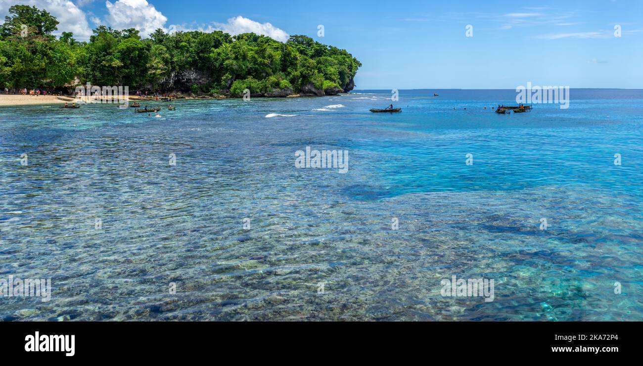 Coral reef off the beach at Kiriwina Island, Milne Bay Province, Papua ...