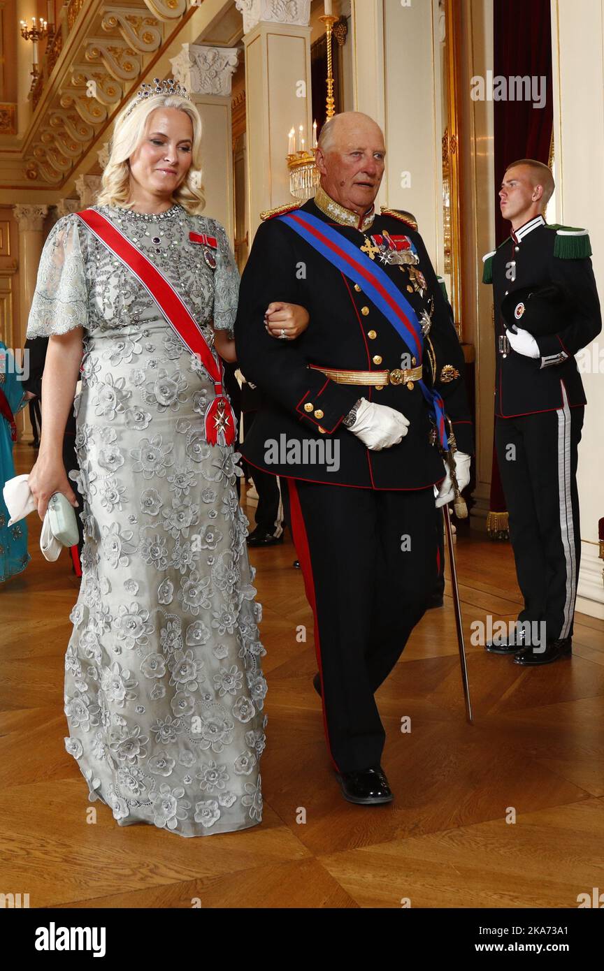 Oslo, Norway 20180604. Crown Princess Mette-Marit and King Harald ...