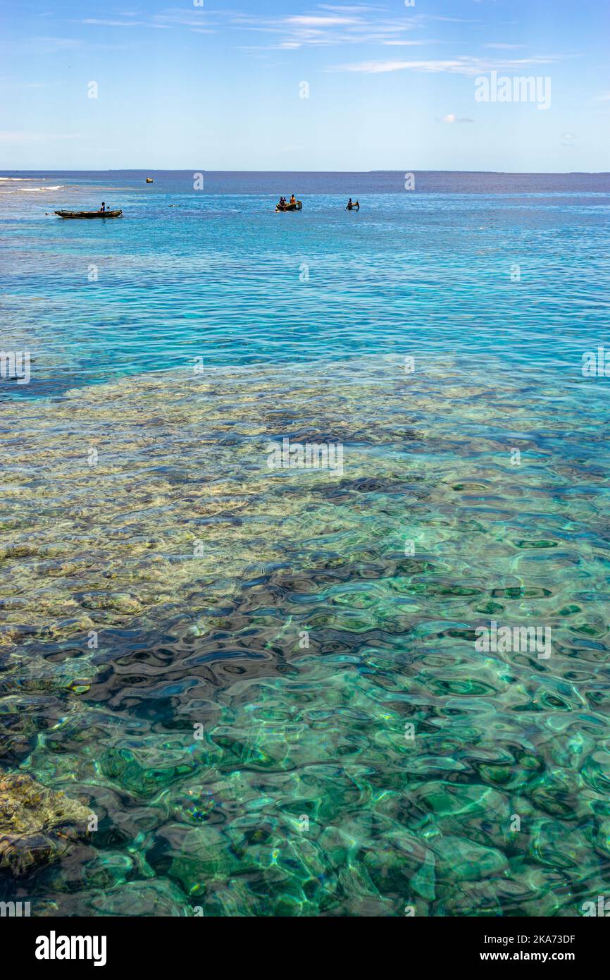 Coral reef off the beach at Kiriwina Island, Milne Bay Province, Papua ...