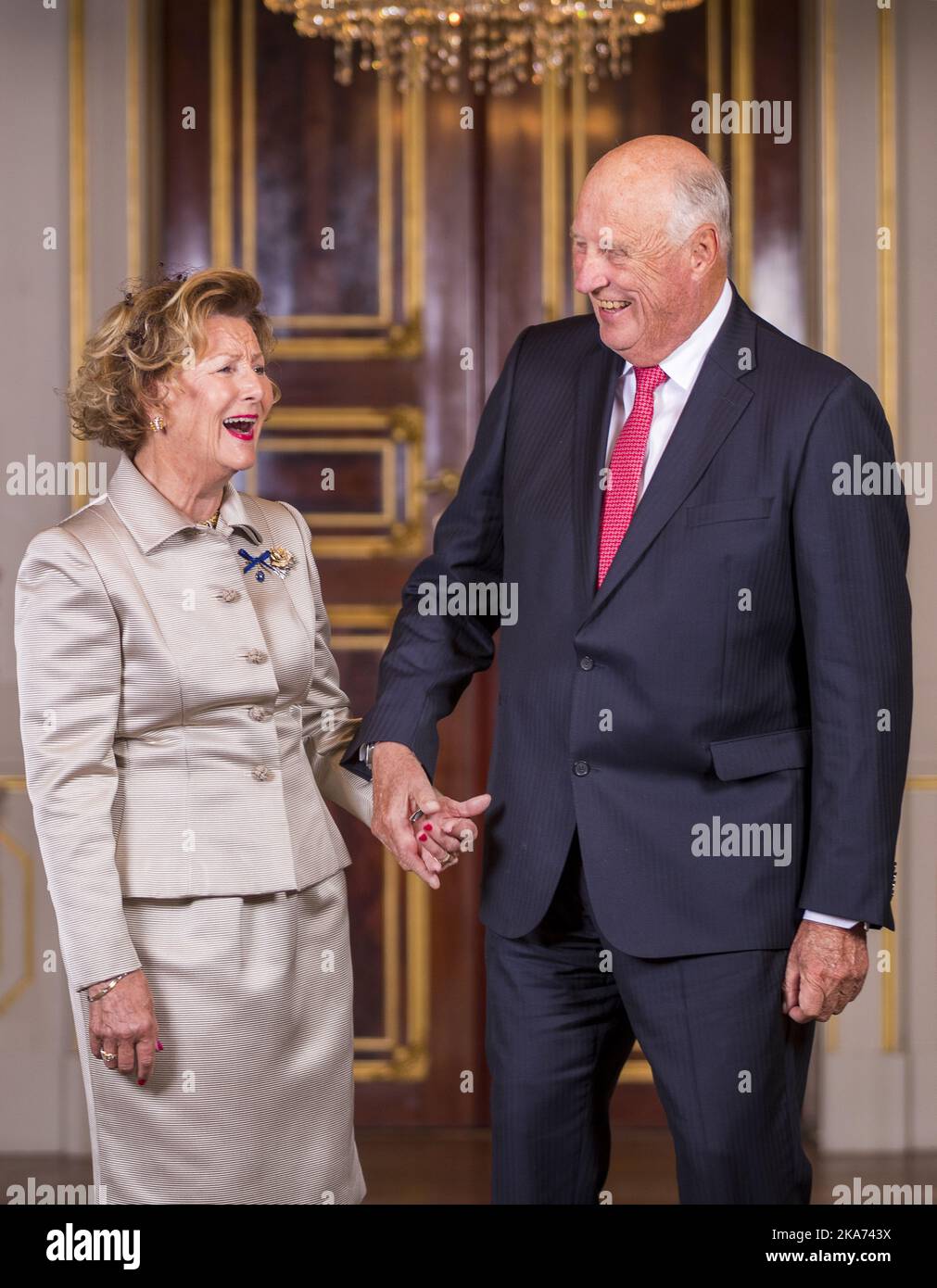 Oslo, Norway 20180829. The Royal Couple at the Royal Palace. King ...