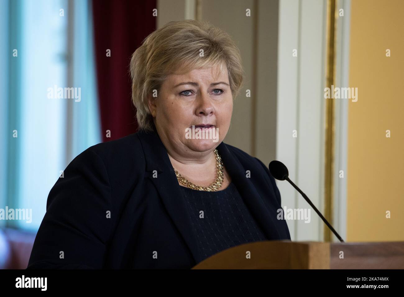 Oslo, Norway 20181017. Prime Minister Erna Solberg apologized on behalf ...