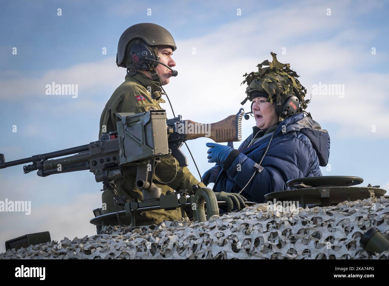Roeros, Norway 20181027. Prime Minister Erna Solberg was seated in a ...