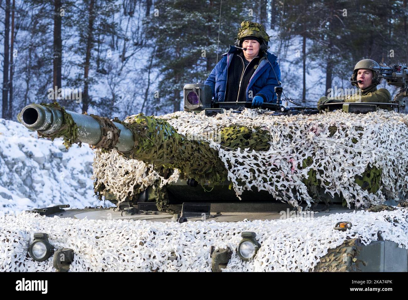 Roeros, Norway 20181027. Prime Minister Erna Solberg was seated in a ...