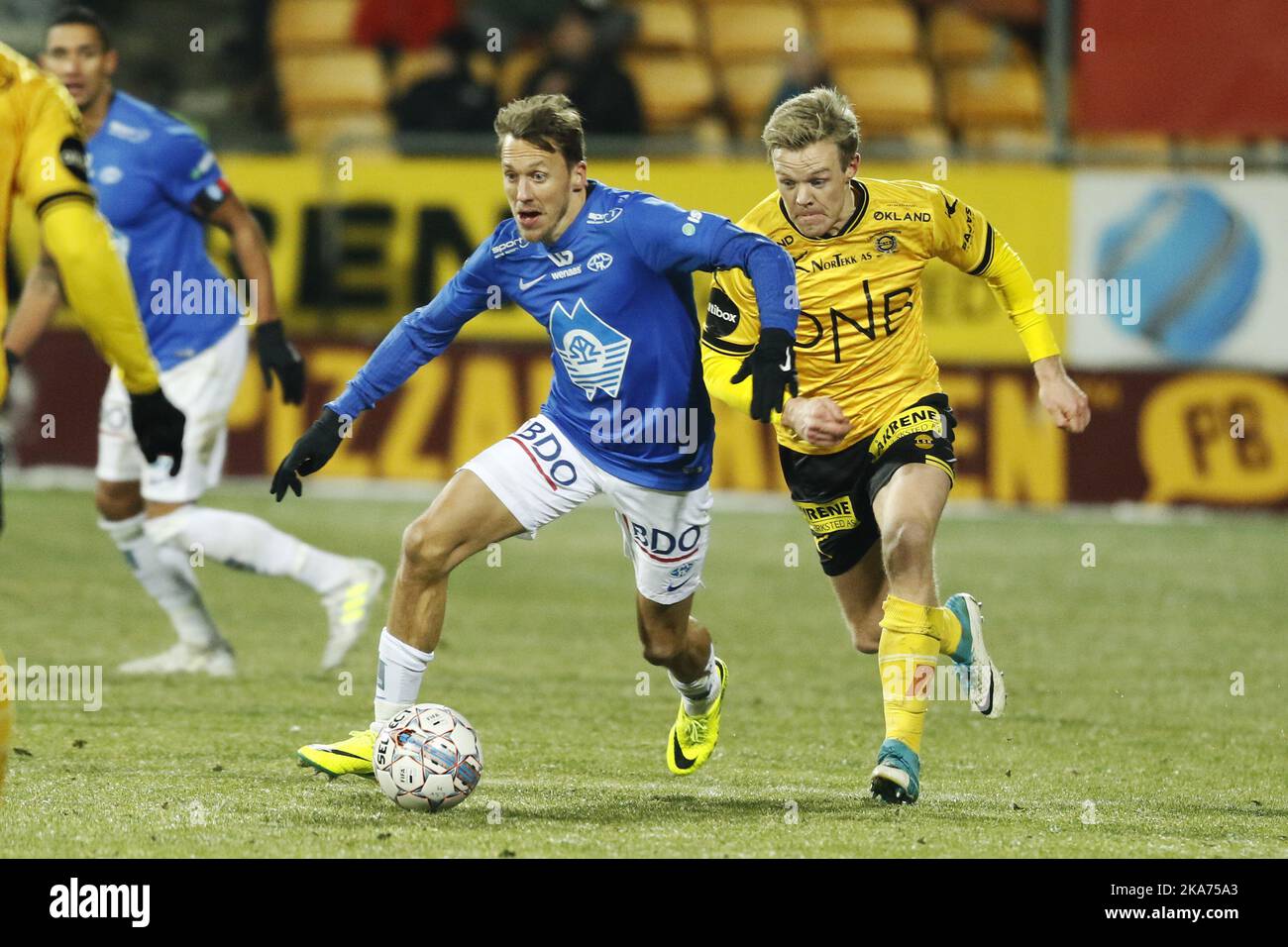 Moldes Mattias Mostrom and Lillestrom Erling Knudtzon in duel during ...