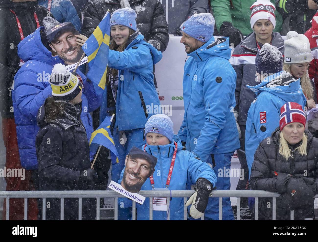 Aare, SWEDEN 20190209. The Norwegian and Swedish Crown Prince family ...