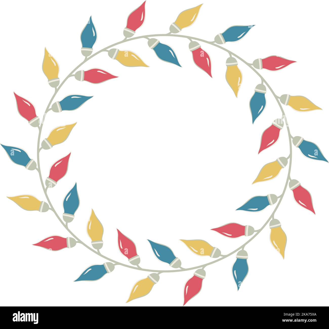 Vector illustration of a circular border made of colored Christmas ...