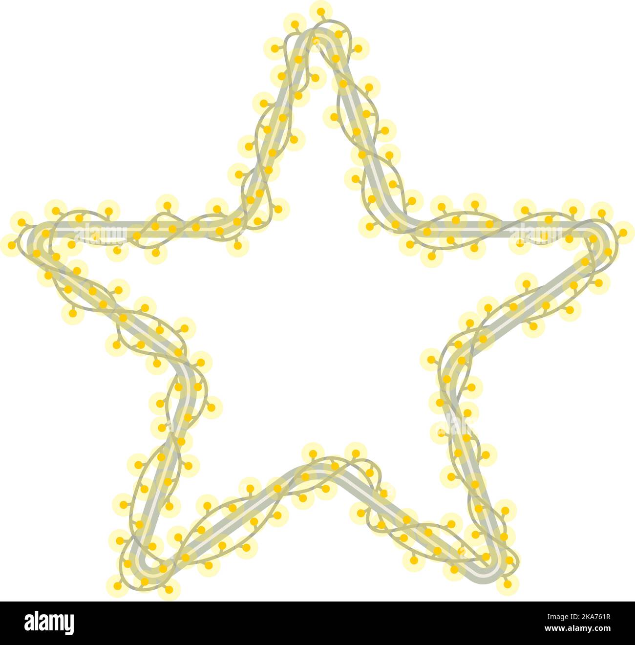 Vector illustration of a strip of small yellow lights forming a star ...