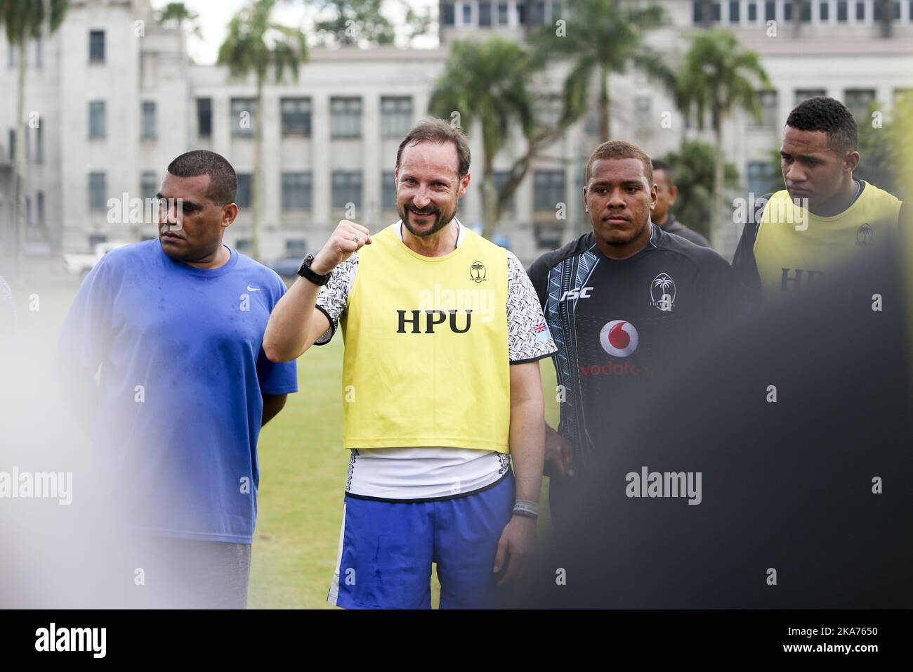 Suva, Fiji 20190409. Crown Prince Haakon participated in ruby training ...
