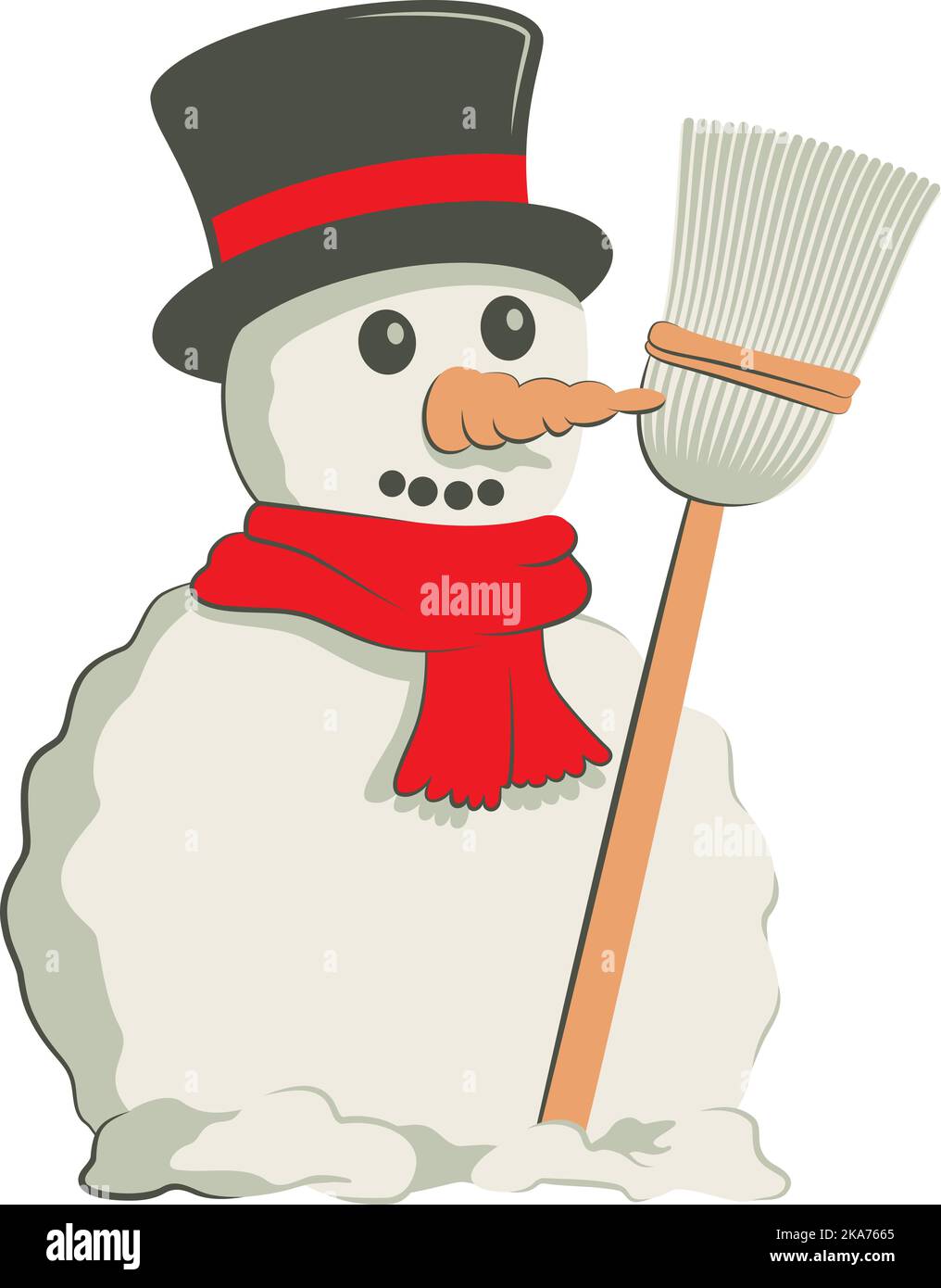 Vector illustration of a snowman with a carrot on his nose Stock Vector ...