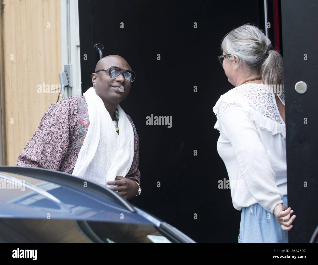 Fredrikstad, Norway 20190523. Princess Märtha Louise and shaman Durek ...