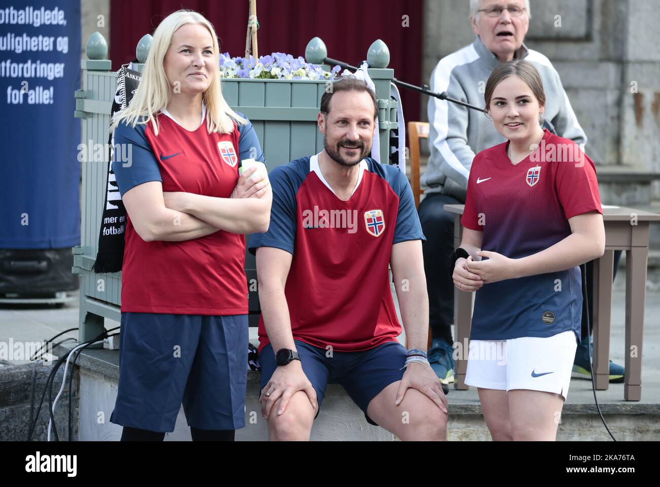 Asker, Norway 20190529. From left: Crown Princess Mette-Marit, Crown ...