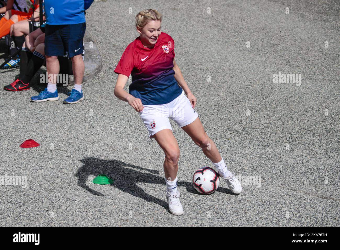 Asker, Norway 20190529. Artist Astrid S. Former national team players ...