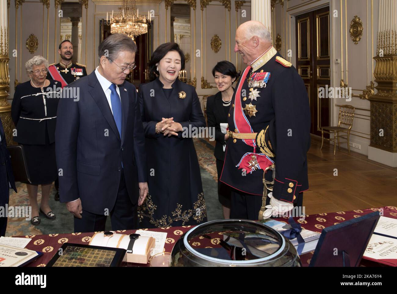 President of South-Korea Mr Moon Jan-in and his wife Ms Kim Jung ...
