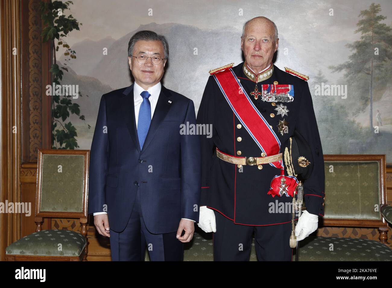 OSLO , Norway20190612. His majesty King Harald of Norway poses for a ...