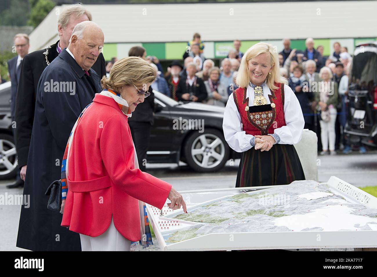 Jondal, Norway 20190618. King Harald and Queen Sonja on a royal visit ...
