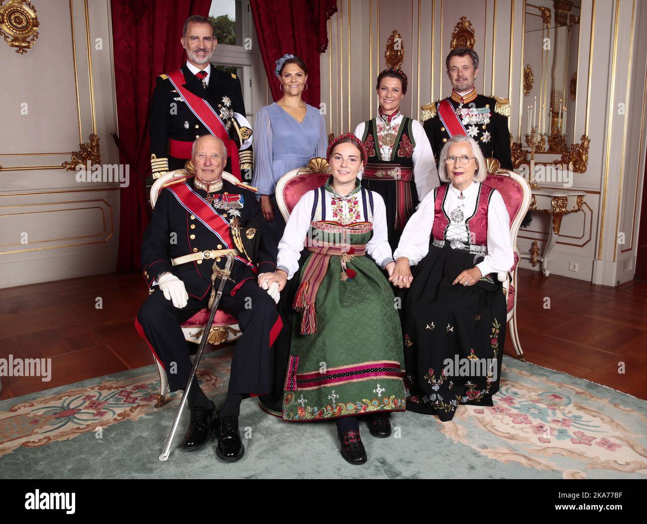 Princess Ingrid Alexandra with her godparents. Standing from left: King ...